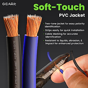 GearIT Pro Series 12 Gauge (2 x 4mm²) Speaker Wire Cable (30.4 Meters / 100 Feet/Black Blue) CCA HiFi Audio Speaker Cable Great Use for Car Audio and Home Theater Surround Sound Systems