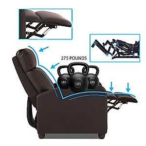 HCB Recliner Chair for Living Room Furniture Home Theater Seating Glider Chairs Modern Wingback Single Sofa PU Leather with Footrest (Brown)