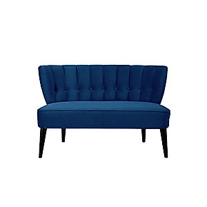 Jennifer Taylor Home Becca Channel and Button Tufted Settee, Navy Blue