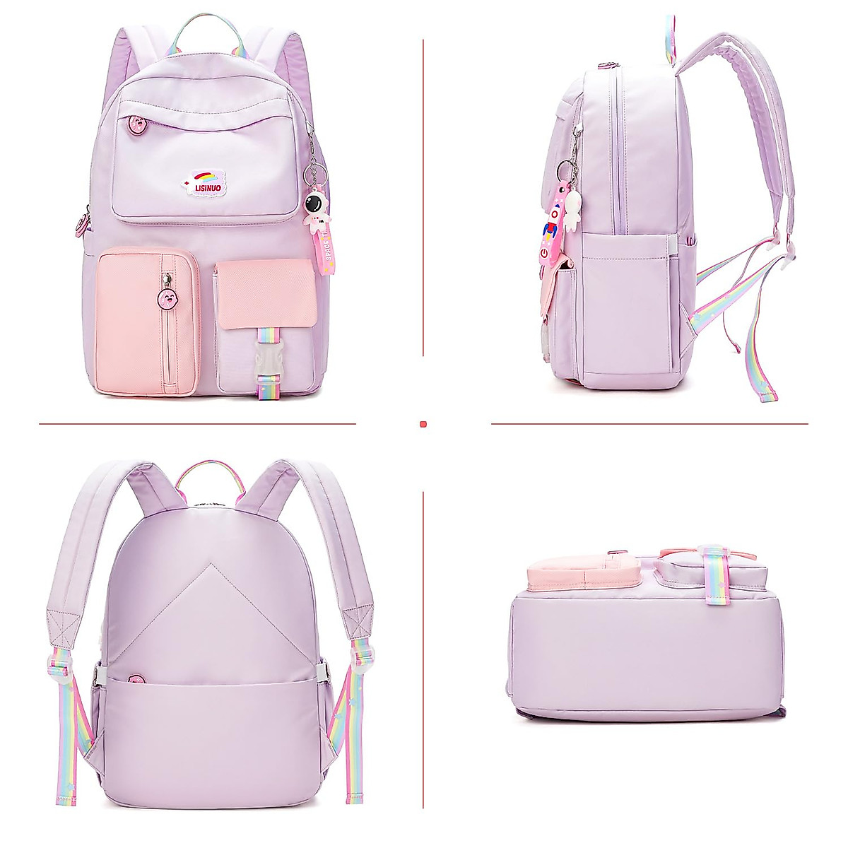 AUOBAG Kids Backpack Girls Backpacks Elementary Bookbags Middle School Bags Women Casual Daypacks Send Pendant (Purple)