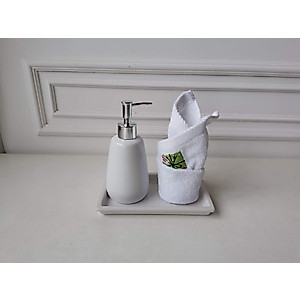 White Hand Soap Dispenser Ceramics Bottles with Elegant Pump Top Bathroom Empty Shampoo Bottles 10oz/300ml