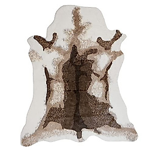 KOOBAYR Faux Cowhide Rug 5x6 feet - Cow Print Rug - Synthetic Cowhide and Western Decor Rug - Cow Rugs for Living Room Bedroom & Office Machine Washable Rug