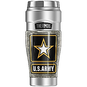 THERMOS Army OFFICIAL U.S. Army Logo On Camo STAINLESS KING Stainless Steel Travel Tumbler, Vacuum insulated & Double Wall, 16oz