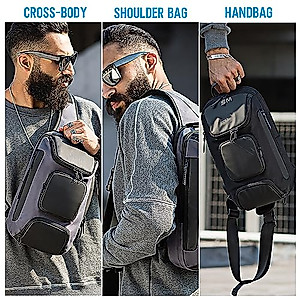 SMONT Sling Bag for Men, Anti Theft Waterproof Chest Shoulder Bag with USB Charging Port Grey