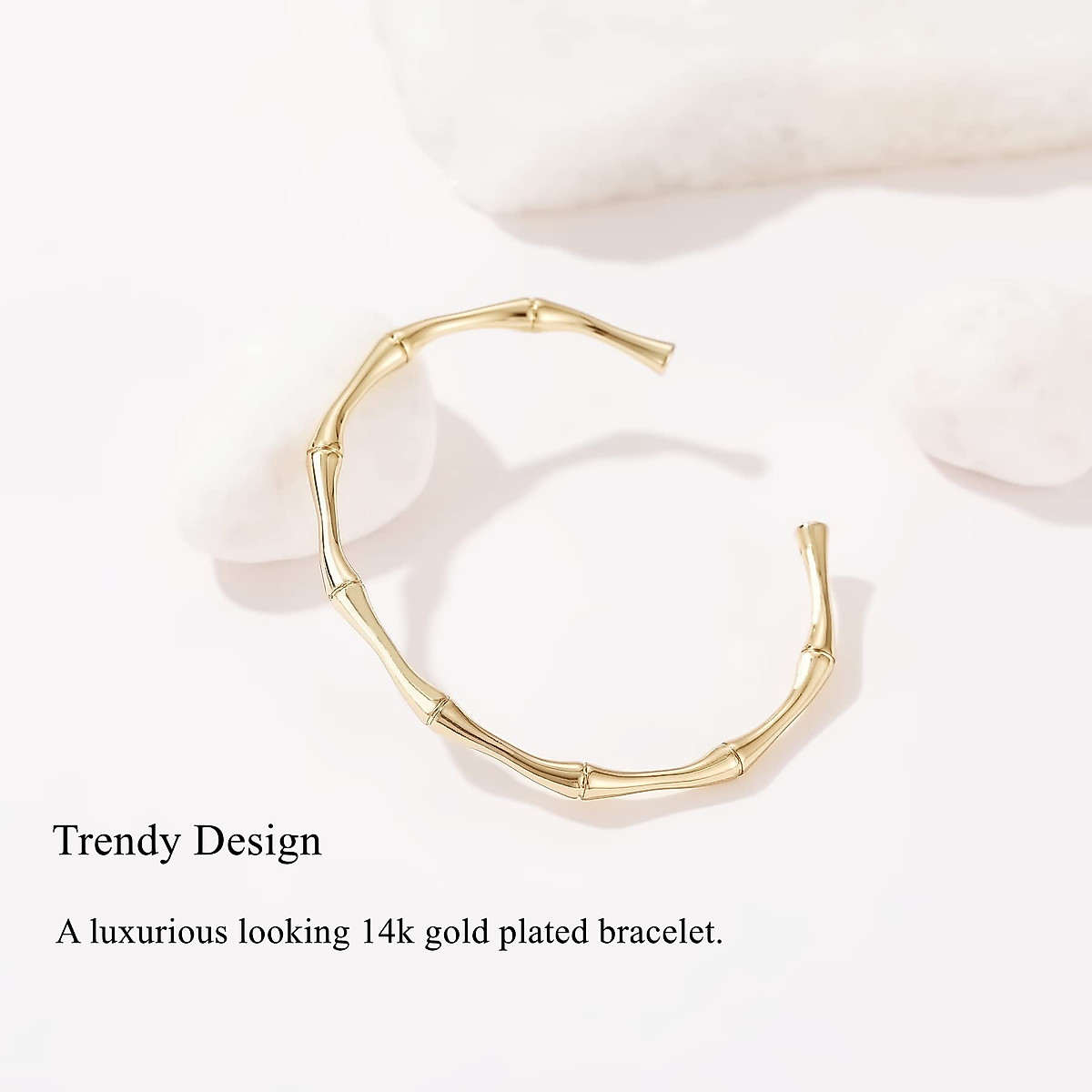 GIEIWIW Gold Plated Bangle Bracelets for Women Mother's Day gifts Adjustable Charm Bracelets Cute Bamboo Design Gold Bracelet for Women Valentines Day Gifts(Gold)