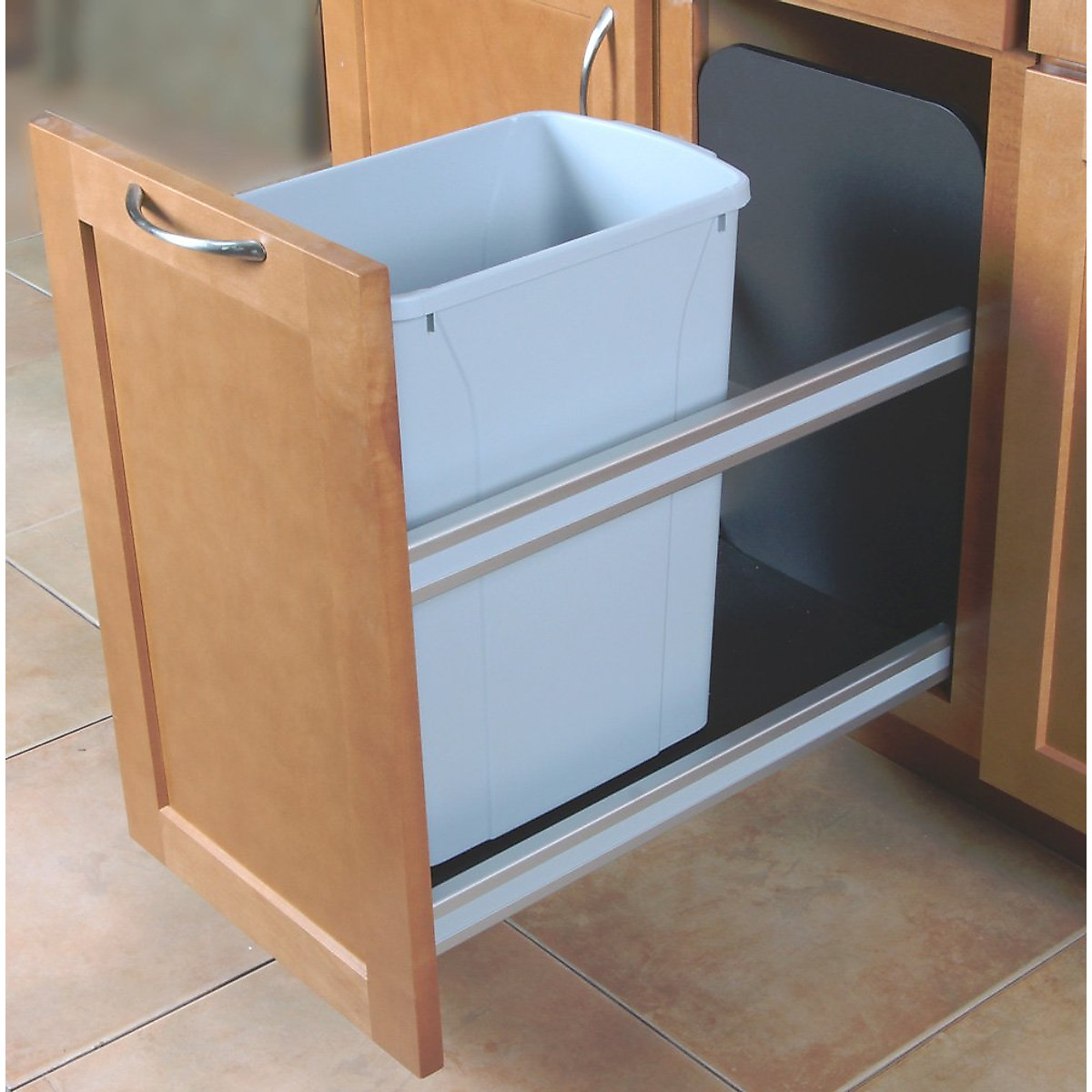 Knape & Vogt USC12-1-35PT in-Cabinet Soft Close Pull Out Trash Can, 19.19-Inch by 11.81-Inch by 22.44-Inch