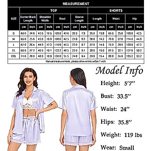 SWOMOG Womens Silky Satin Pajamas for Bridesmaid Short Sleeve Top with Short Sleeve Sleepwear Pj Set 2 Piece Loungwear