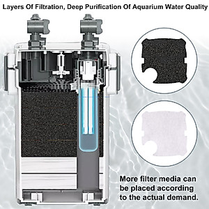 bykaeler 225GPH Canister Filter for Aquarium with Timed Light, Ultra-Quiet External Aquarium Filter with Filter Medium and Spray Rod,Suitable for Large Fish Tanks and Aquariums (LED-901F)