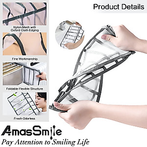 Wardrobe Clothes Organizer,AmasSmile 7 grids Washable Clear Mesh Closet Organizers and Storage Bins Drawer Dividers for Yoga Pants,Underwear, Scarves, Leggings, T-shirts(2PCS WHITE)