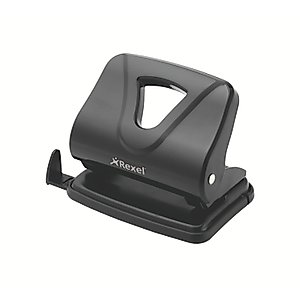 Rexel Ecodesk Compact Hole Punch, 20 Sheets, Made with 50% Recycled Plastic, Eco friendy, 2102616, Black