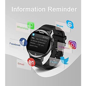 HOK Smart Watch 2023 Bluetooth Call & Text Receive/Dial Smartwatch for Android & iOS Phone with 1.32’ HD Screen Fitness Tracker with Heart Rate Sleep Monitor Pedometer Waterproof for Women Men（Black）