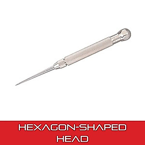 Starrett Steel Pocket Scriber with Hexagon Shape Head - 2-7/8" (72mm) Point Length, 3/8" (9.5mm) Handle Diameter, Knurled and Nickel-Plated Handle - 70B