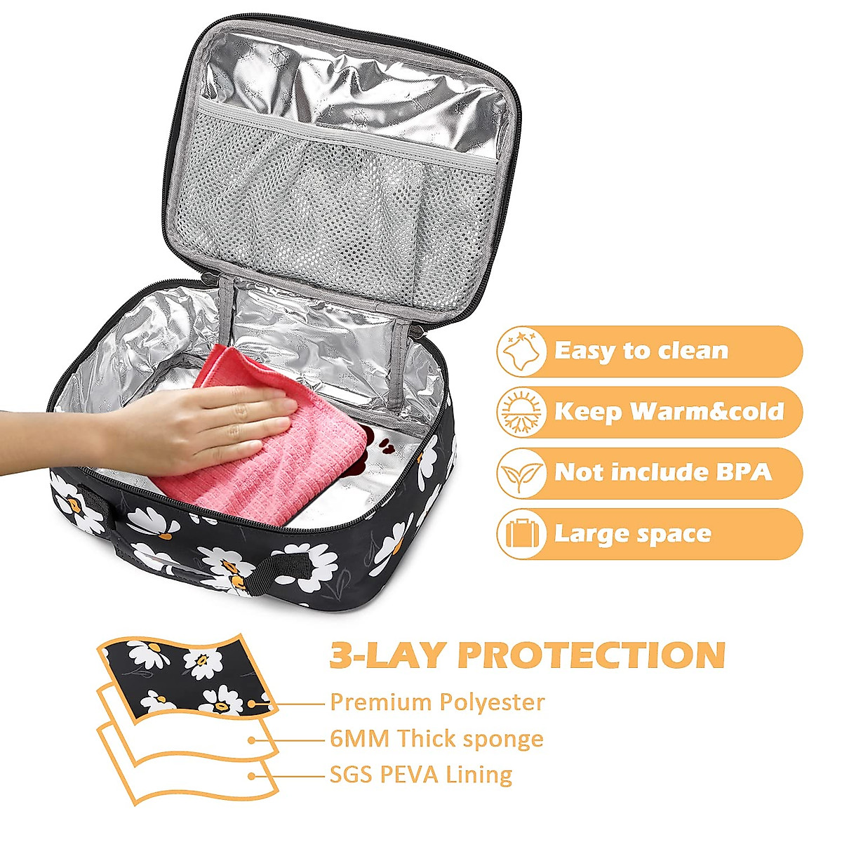 Robhomily Backpack for Teen Girls Kids Middle-School Elementary School Backpack with Lunch Box ,17” Fashion- Print Lightweight Laptop Book bags Set