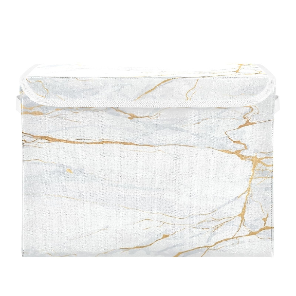 ALAZA Gold Marble Storage Bins with Lids,Fabric Storage Boxes Baskets Containers Organizers for Clothes and Books