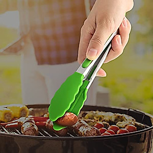 Hotec Premium Stainless Steel Locking Kitchen Tongs with Silicon Tips, Set of 3-7", 9" and 12"