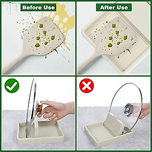 COMNICO Spoon Rest with Lid Holder, 1Pcs Spoon Rest for Stove Top Kitchen Utensil Rest Multifunction Kitchen Gadget Rack Cooking Accessories for Placing Spoons Pot lids Spatulas Utensils Ladle Tongs