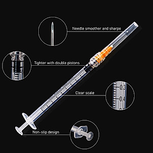 Disposable 1ml syringe with 25G 1inch Lab Supplies, Individually Packaged 50Pack