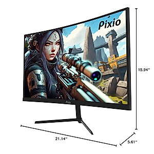 Pixio PXC243S 24 inch 165Hz Refresh Rate FHD 1080p Resolution 1500R Curve Fast VA Panel 1ms GTG Response Time Adaptive Sync HDR Curved Gaming Monitor