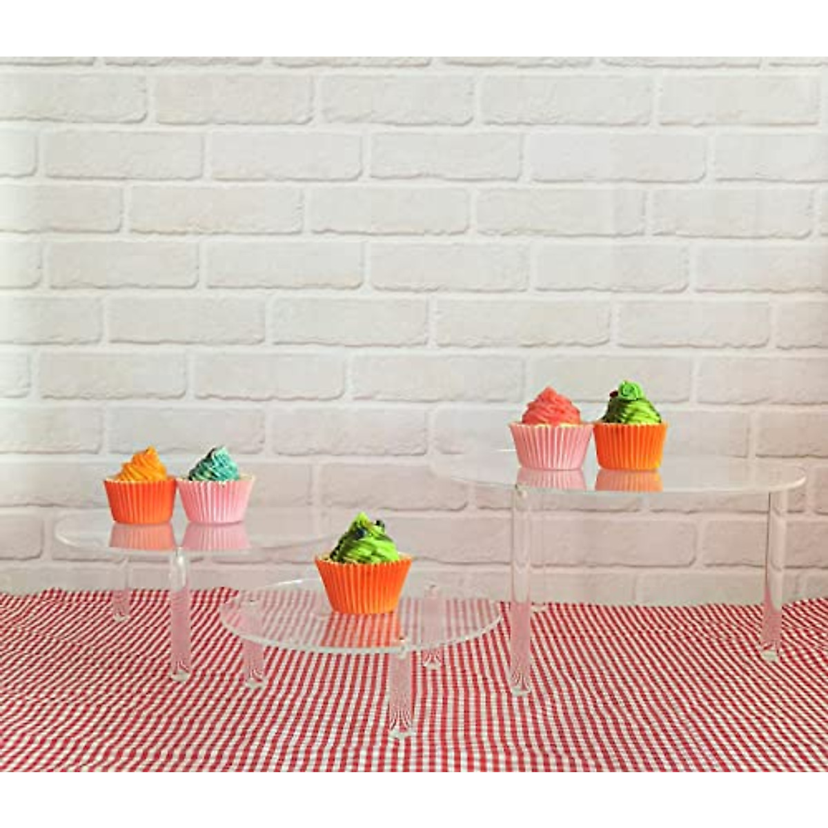 HESIN Acrylic Cake Display Risers Round Set of 3 Stand Risers Dessert Bakery Stand Rack Server Dessert & Pizza Holder