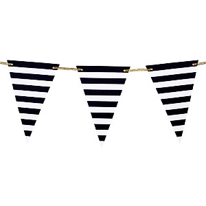 10 Feet Black Striped Banner Pirate Banner Decoration Graduation Flags Observed Supplies Party Garland Black and White Triangle Garland Flags for New Year Birthday Anniversary Party Nursery Classroom Decor 15 Pcs