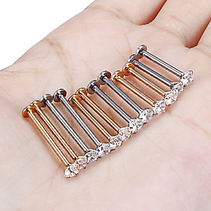 Xwnskvvz 14G Different Size Cheek Piercing Jewelry for Women Men Crystal Ashley Piercing Jewelry lip Jewelry Dimple Studs Tongue Rings with Flat Back