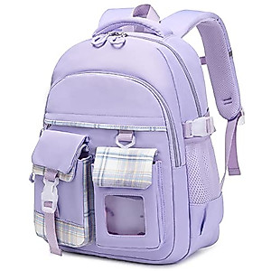 Vimivon Backpack for Girls Kids Elementary School Bag Checkered Water Resistant Teen Girl Travel Daypack Teen Girls Backpack