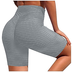 Dosoop Women High Waisted Yoga Pants Sports Gym Ruched Butt Lifting Workout Running Fitness Hot Leggings Biker Shorts 2Pcs