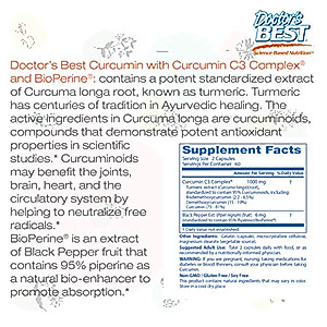 Doctor's Best DRB-00107 High Absorption Curcumin From Turmeric Root with C3 Complex & BioPerine 500mg (120 Capsules)