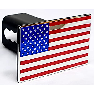 eVerHITCH USA American Flag Metal Hitch Cover (Fits 2" Receiver, Blue/Red/Chrome)