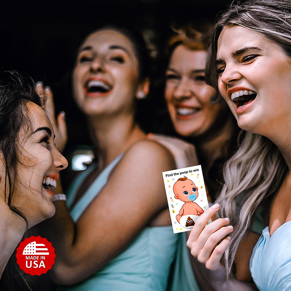 Baby Shower Boy Scratch Off Poop Game, Easy to Play Silly Games, Fun Idea, Ice Breaker Activity. Raffle Cards, Blue Pacifier, Set of 40 Cards Made in USA