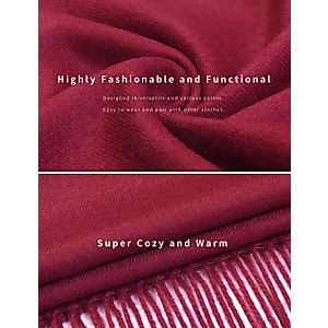 EASE LEAP Pashmina Scarfs for Women Silky Shawls and Wraps for Evening Dresses Soft Large Scarves Wedding Warm Stylish Solid Color, Wine Red