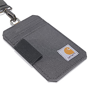 Carhartt unisex adult Nylon Duck Id Holder and Lanyard, Water-repellent Canvas Id Holder With Reflective Lanyard Wallet, Nylon Duck (Gravel), One Size US