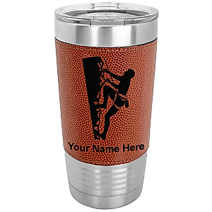 LaserGram 20oz Vacuum Insulated Tumbler Mug, Rock Climber, Personalized Engraving Included (Faux Leather, Basketball Style)