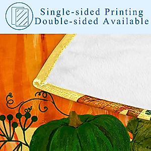 Autumn Pumpkin and Mushroom Prints Soft Warm Cozy Blanket Throw for Bed Couch Sofa Picnic Camping Beach, 150×100cm