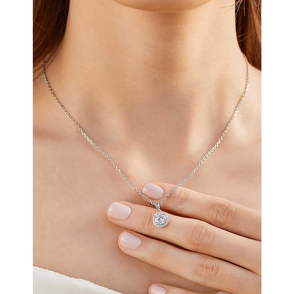 MomentWish Moissanite Necklace for Women, Birthday Gifts for Women, 1Carat Simulated Diamond Pendant 925 Sterling Silver Necklace, Halo Necklace Valentine's Day Christmas Gift