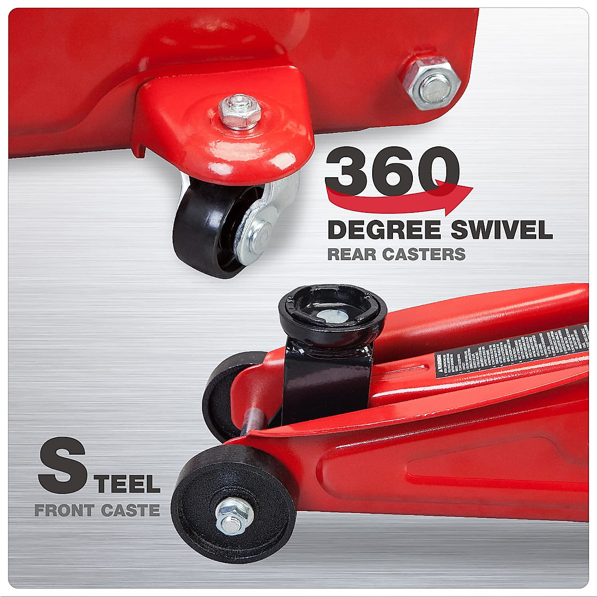 Jack Boss Hydraulic Floor Jack 1.5 Ton 3,300Lbs Car Lift Portable Trolley Jack 360 Degree for Cars Automotive Sedans