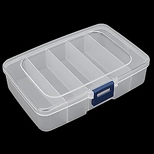Organizer Box, 5 Grids Clear Visible Plastic Accessories Compartment Transparent Container Dividers Craft Case with Adjustable for Beads Art DIY Crafts Jewelry Fishing Tackles Bead Storage