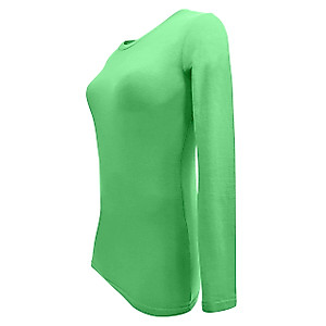 Cotton Essentials Women's Under Scrub Tee Crew Neck Long Sleeve T-Shirt (Light Green, Small)