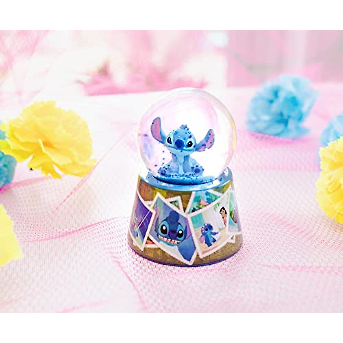 Disney Lilo & Stitch Vintage Photos Mini Light-Up Snow Globe with Swirling Glitter | 3 Inches Tall