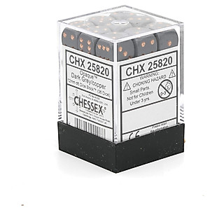 Chessex Dice DND Dice Set-Chessex D&D Dice-12mm Opaque Dark Grey and Copper Plastic Polyhedral Dice Set-Dungeons and Dragons Dice Includes 36 Dice – D6, Various (CHX25820)