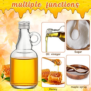 Meanplan Glass Syrup Bottles Bulk Maple Syrup Bottles with Aluminum Lids Syrup Container Maple Syrup Jar and Funnels for Potion Juice Milk Storage Gift Sauce Oil, 3.5 oz (28 Pcs)