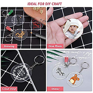 Acrylic Keychain Blanks, Audab 50pcs Clear Keychains for Vinyl, Acrylic Transparent Circle Discs Acrylic Blanks Keychain Bulk for DIY Keychain, Crafting and Vinyl Projects