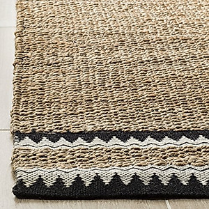 SAFAVIEH Natural Fiber Collection Accent Rug - 3' x 5', Natural & Black, Handmade Farmhouse Boho Coastal Rustic Jute, Ideal for High Traffic Areas in Entryway, Living Room, Bedroom (NF874B)