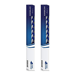 Jerusalem Candles Havdalah Candle - Braided Blue and White - Flat Havdallah Candles - 2 Pack