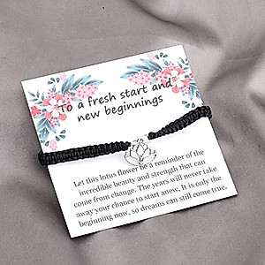 KUIYAI New Beginnings Gift Lotus Flower Bracelet Fresh Start Gift New Chapter Gift Recovery AA Gift Inspirational Gift (KY-lotus flowerBrC)