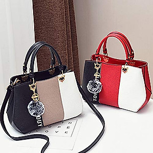 Handbags for Women Fashion Ladies Purses PU Leather Satchel Shoulder Tote Bags (red)
