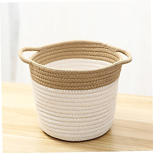 GRIRIW 1pc Khaki Fashion Design Sundries Storage Basket Desktop Cotton Rope Toy Basket