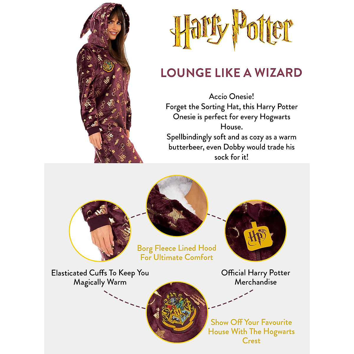 Harry Potter Womens Onesie Red Small