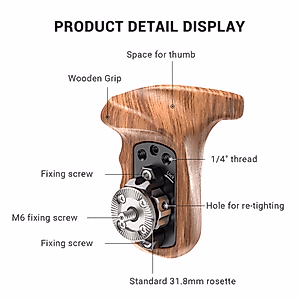 SMALLRIG Right Side Rosette Wooden Handle for Shoulder Mount Support Rig, Right Hand - 1941
