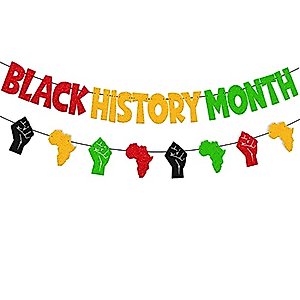 Black History Month Party Decoration Black History Month Banner for African American Black History Month Holiday Party Supplies Glitter Party Decor